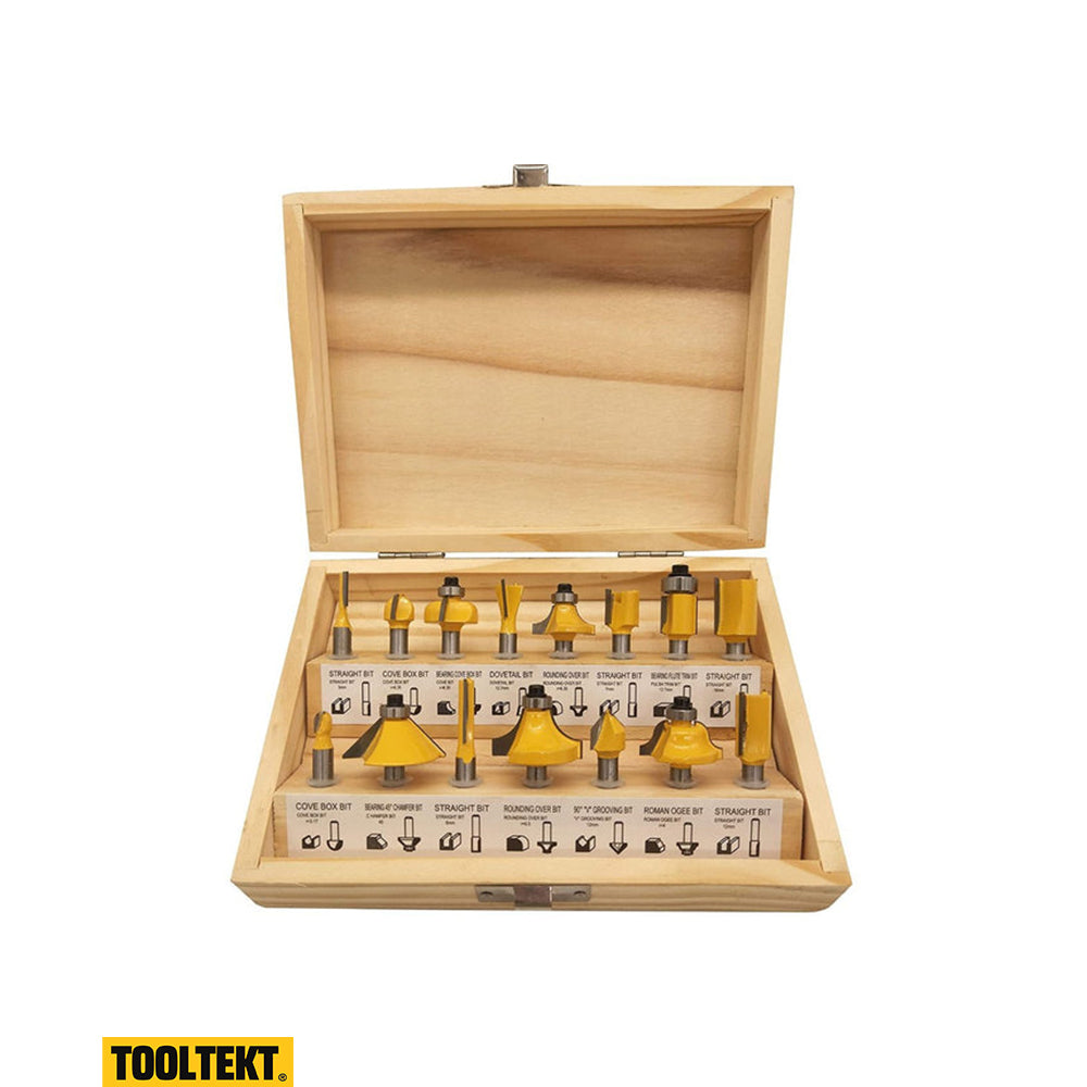 Tooltekt® 15 Piece Router Bit Set - 1/4 inch Shank